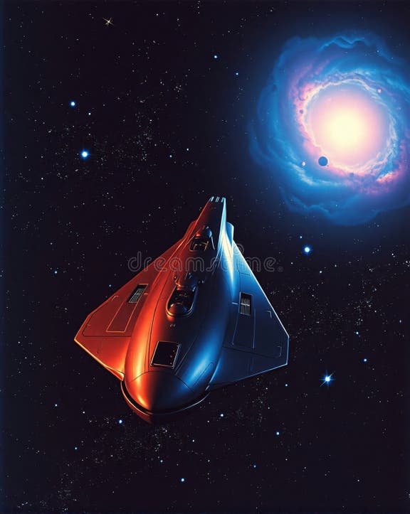 A Spacecraft with a Combination of Red and Blue Colors, Featuring a ...