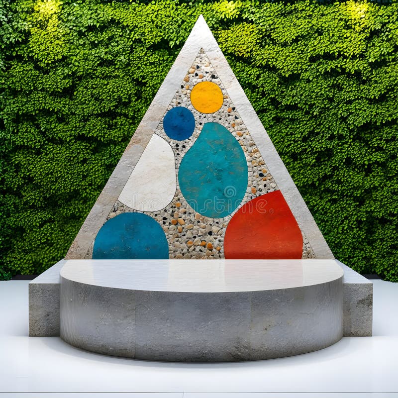 Triangular Stone Podium Eco-Friendly Artistic Showcase with Abstract ...