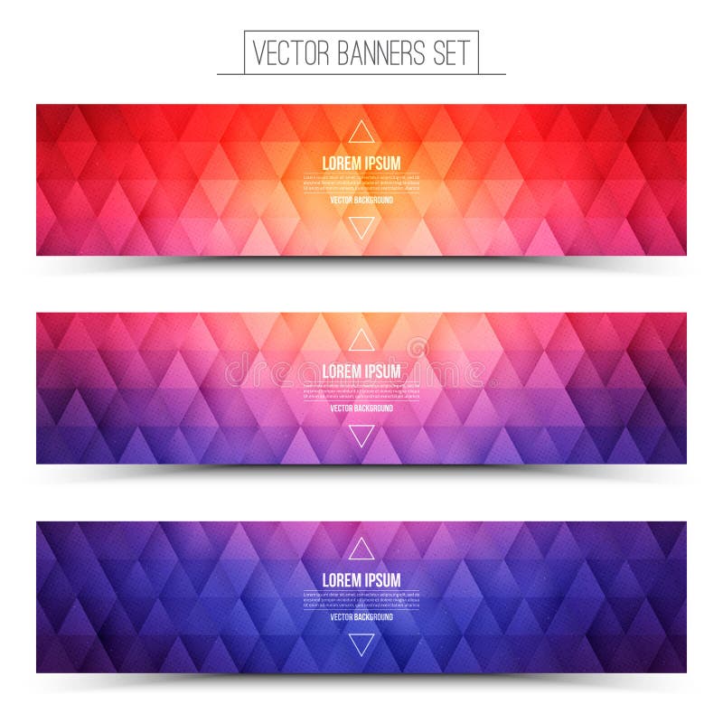 Triangular Structure Colorful Web Banners Set Stock Illustration ...