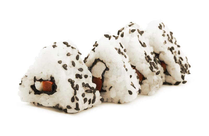 Triangular Sushi with Cucumber Sesame Seeds Stock Photo - Image of ...