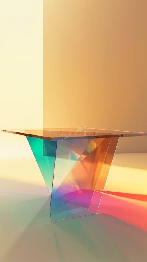 A Triangular Table with Angled Edges and a Gradient of Colors Fading ...