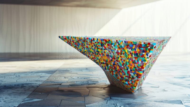 A Triangular Table with a Mosaiclike Surface Made Up of Tiny Colorful ...