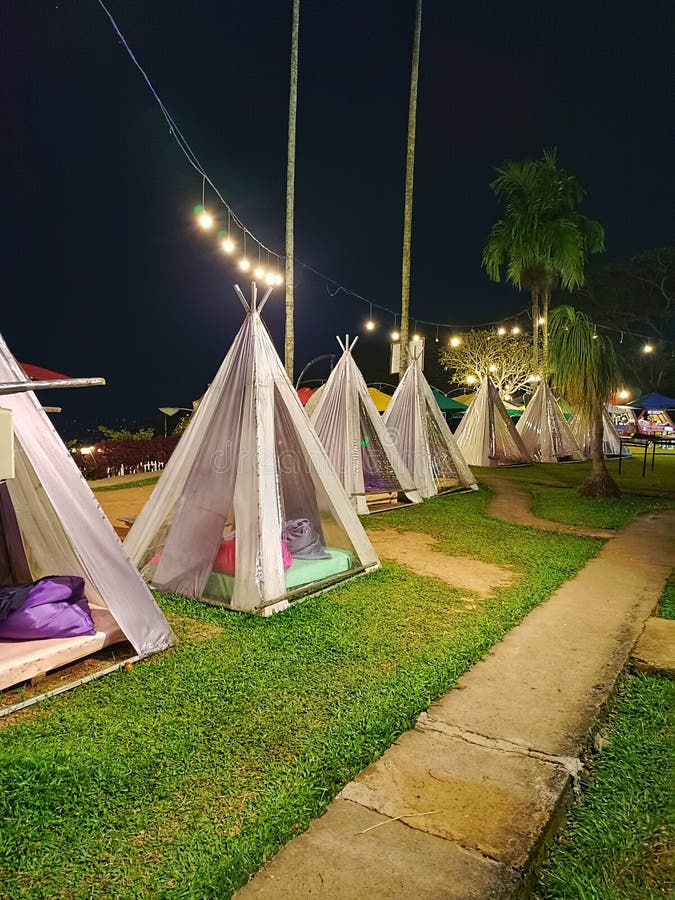 Triangular Tents Tents in a Tent City. Camping Stock Photo - Image of ...