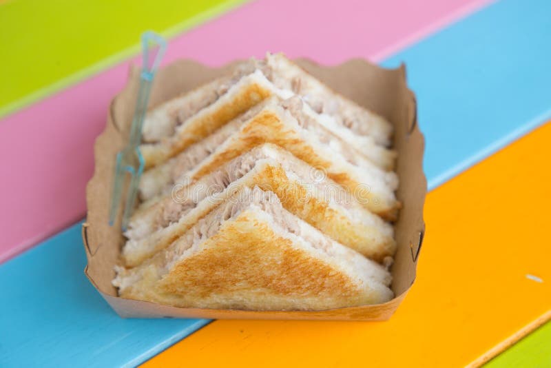 Triangular Toast Sandwiches Tuna Diagonally Cut Stock Photo - Image of ...
