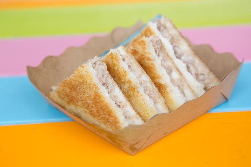 Triangular Toast Sandwiches Tuna Diagonally Cut Stock Photo - Image of ...