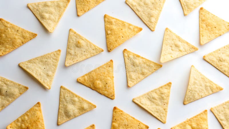 Triangular Tortilla Chips Arranged White Background Snack Party Stock ...