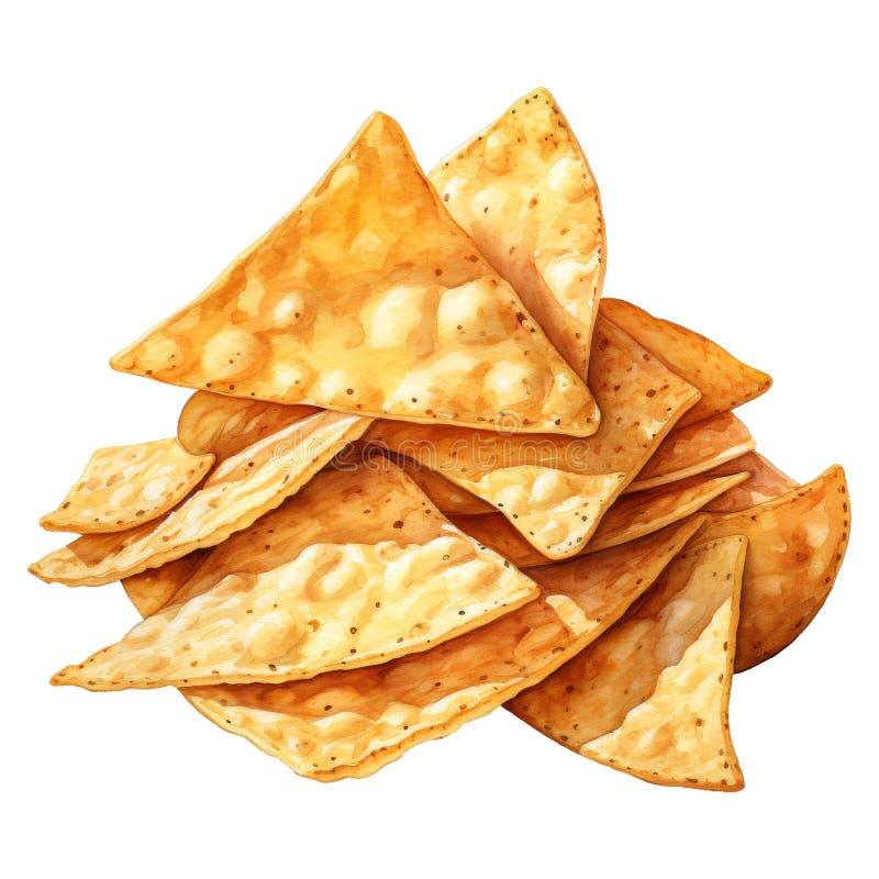 Triangular Tortilla Chips Stack Stock Photo - Illustration of guacamole ...