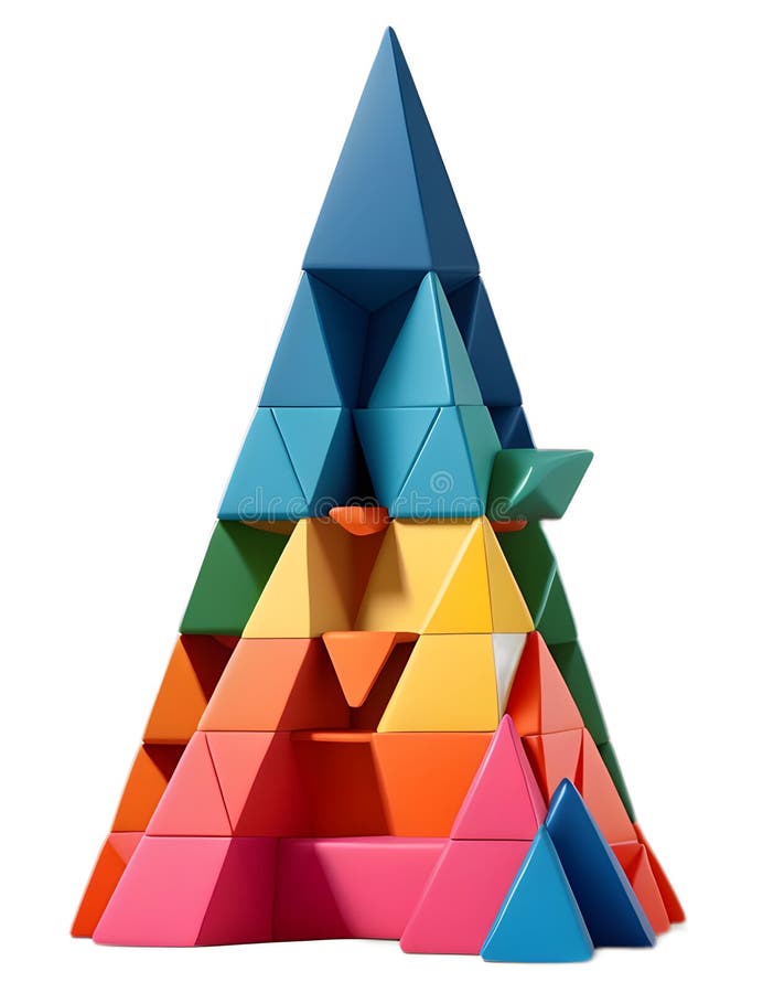 Triangular Tower. Multicoloured Geometric Figures. the Concept of ...