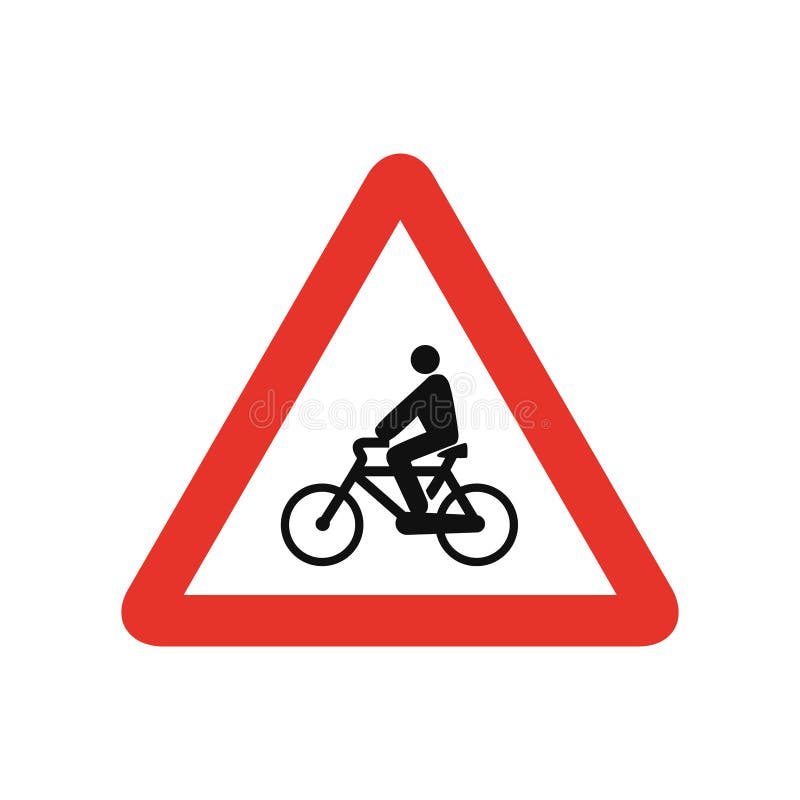 Triangular Traffic Signal in White and Red, Isolated on White ...