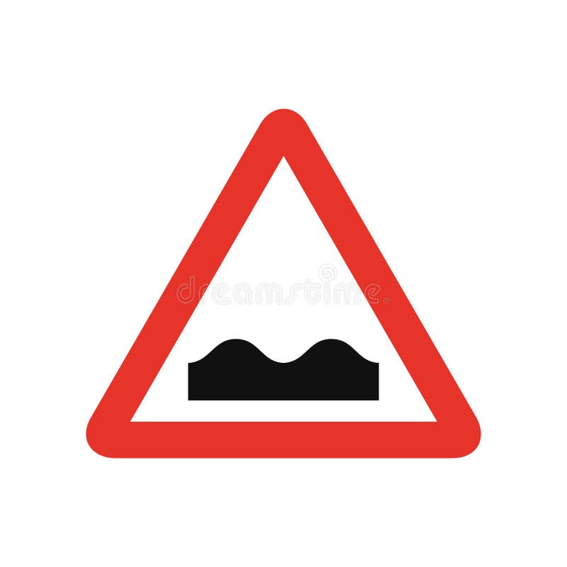 Triangular Traffic Signal in White and Red, Isolated on White ...