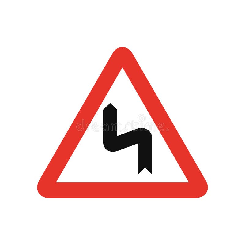 Triangular Traffic Signal in White and Red, Isolated on White ...