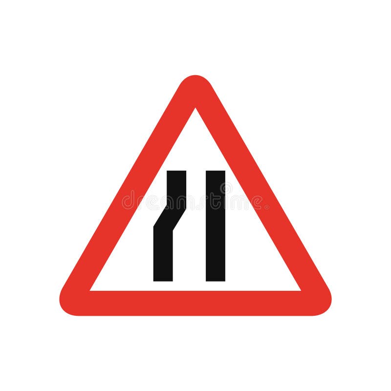 Triangular Traffic Signal in White and Red, Isolated on White ...