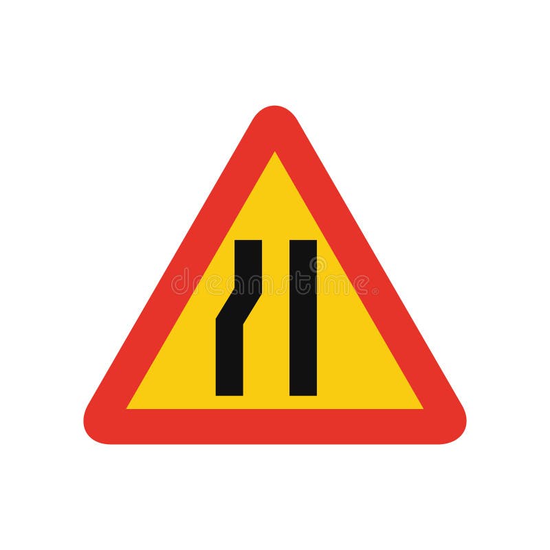 Triangular Traffic Signal in Yellow and Red, Isolated on White ...