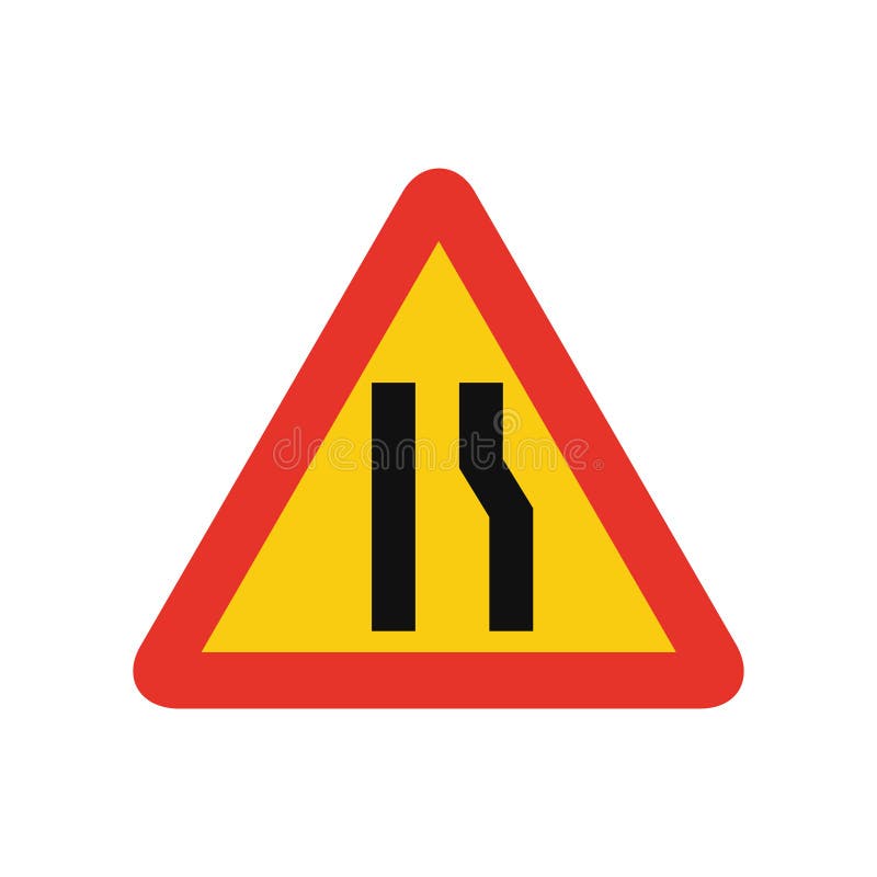 Triangular Traffic Signal in Yellow and Red, Isolated on White ...