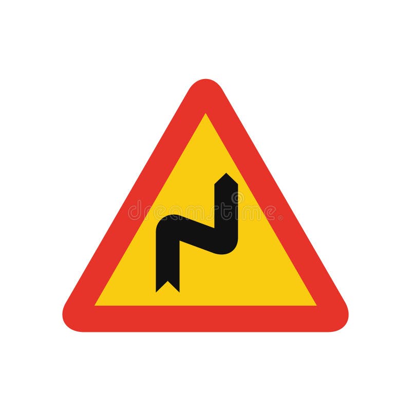 Triangular Traffic Signal in Yellow and Red, Isolated on White ...