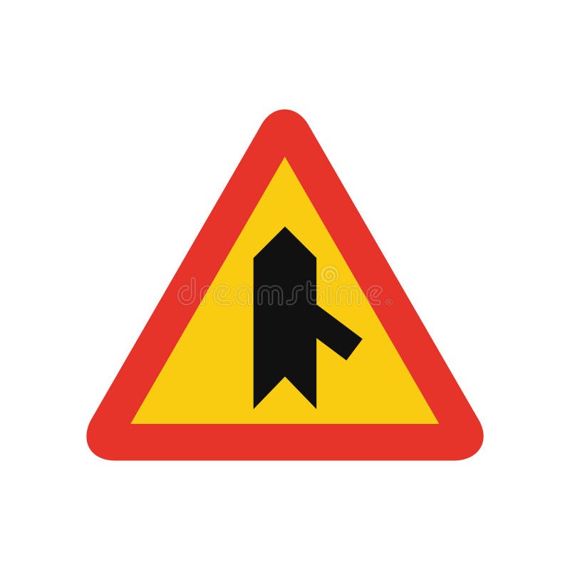 Triangular Traffic Signal in Yellow and Red, Isolated on White ...