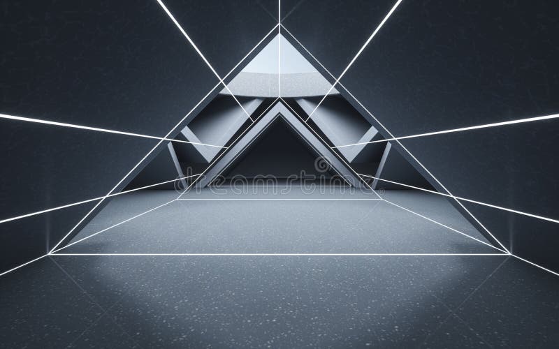 Triangular Tunnel, Abstract Conception, 3d Rendering Stock Illustration ...