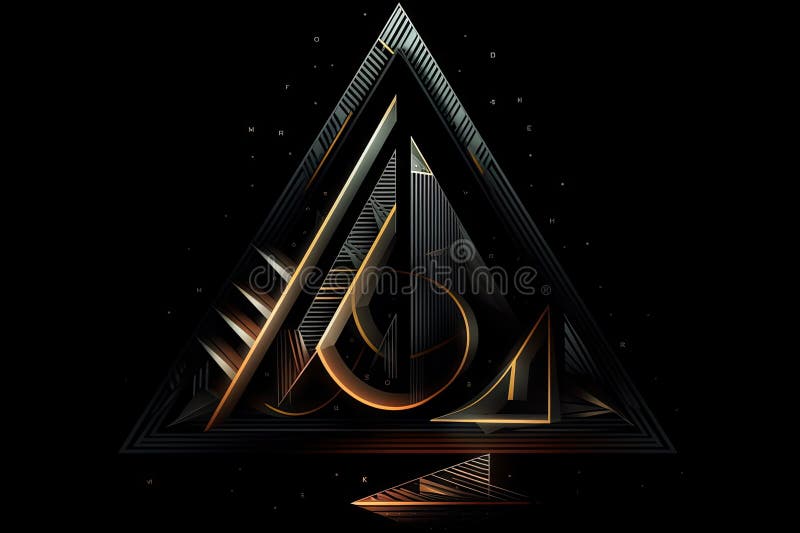 Triangular Typography, with Curved and Geometric Letters, on Black ...