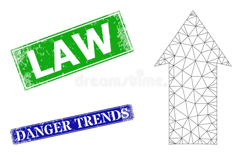 Grunge Law Stamps and Triangle Mesh Up Direction Icon Stock Vector ...