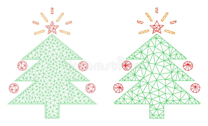 Christmas Fir Tree Icon - Vector Triangular Mesh Stock Vector ...