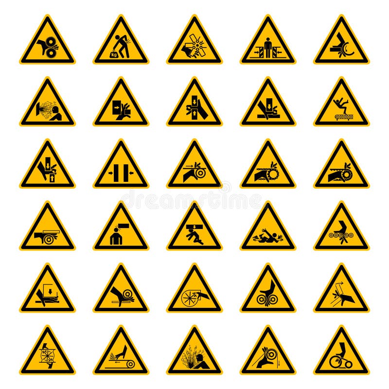 Triangular Warning Hazard Symbols Labels Isolate on White Background ...