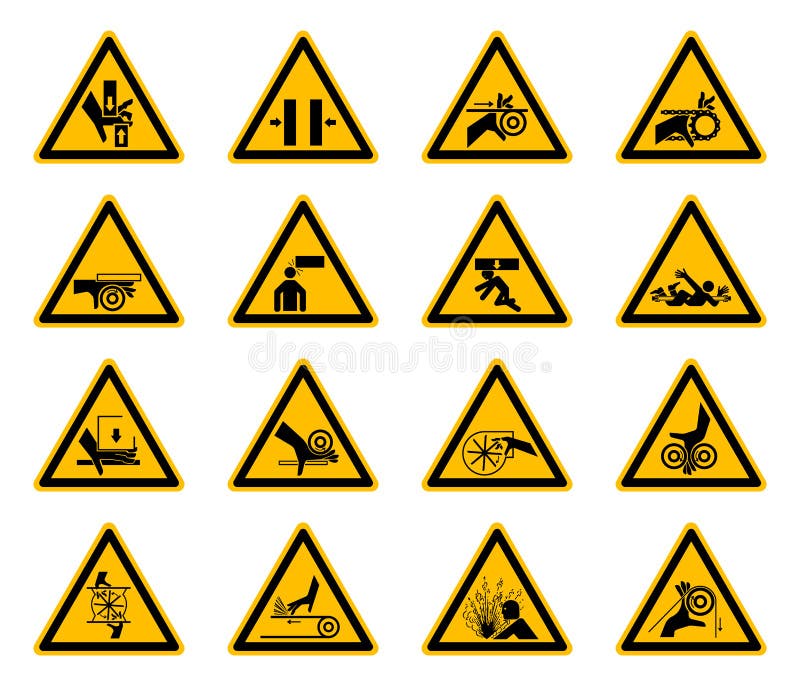 Triangular Warning Hazard Symbols Labels on White Background,Vector ...