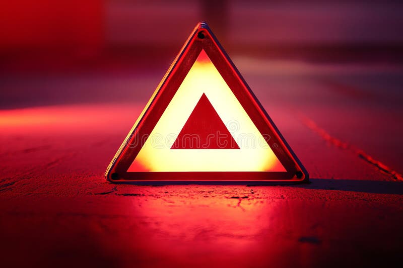 Triangular Warning Sign on Abstract Red Background with Soft Light ...