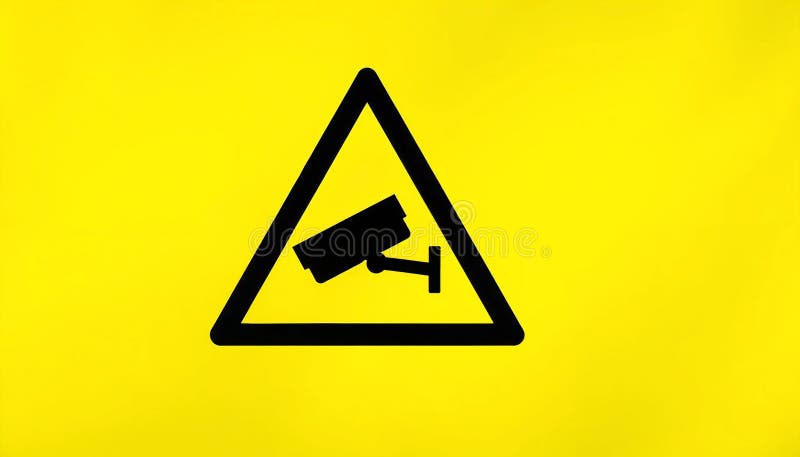 Security Camera Warning Sign on Yellow Background. Generative AI Stock ...