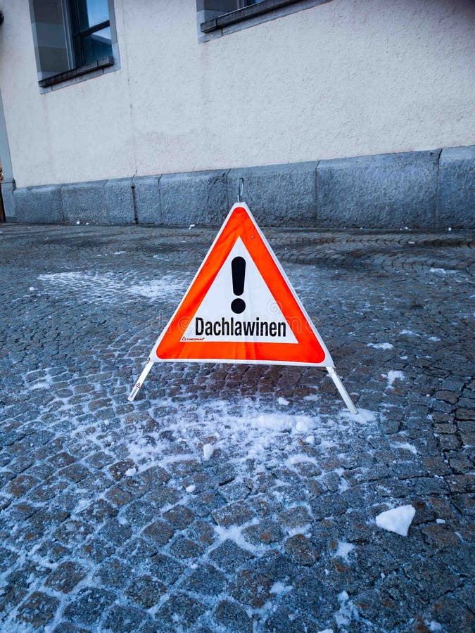 Warning Sign for Falling Snow or Ice Stock Image - Image of ...