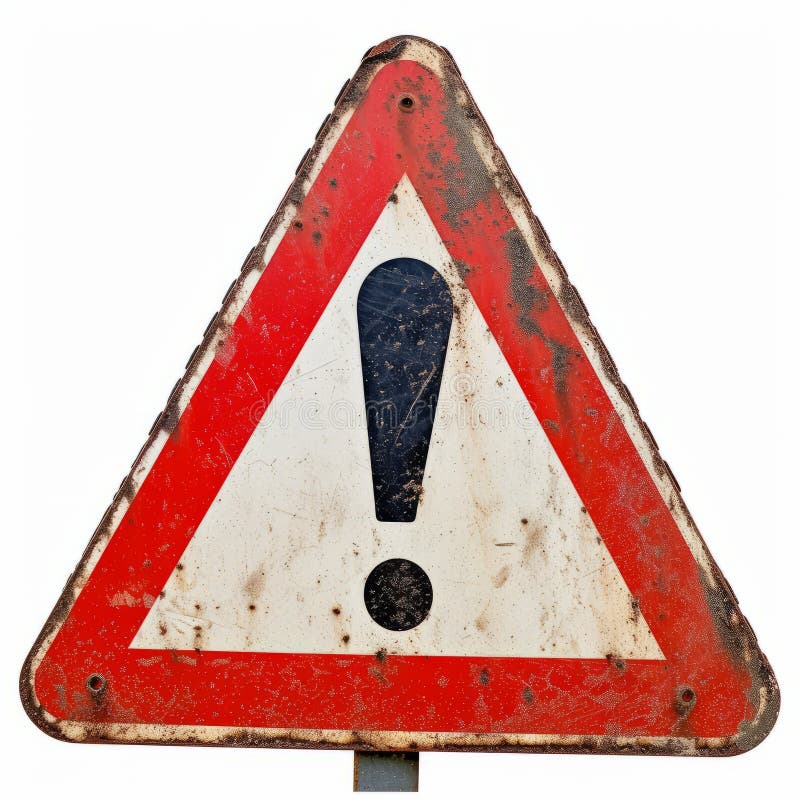 Triangular Warning Sign with Red Border, Black Exclamation Mark in the ...