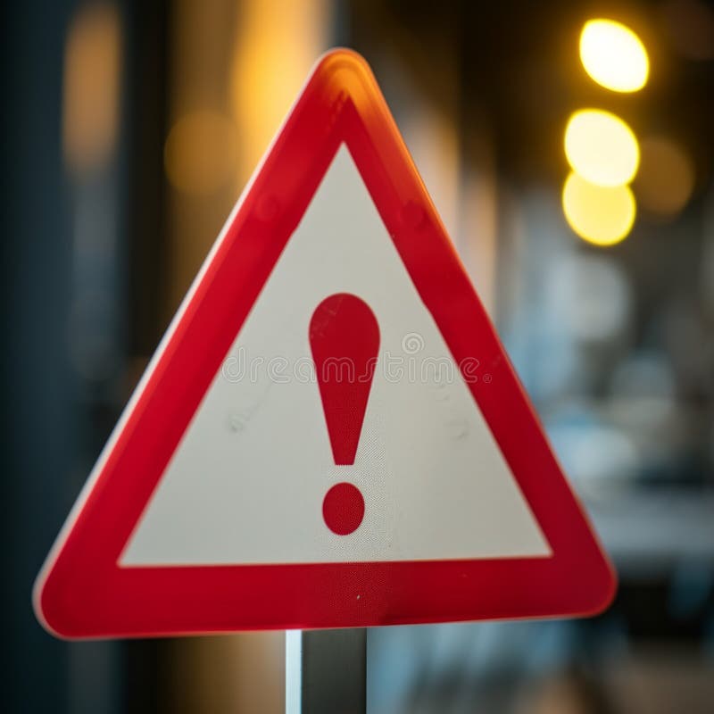 Triangular Warning Sign with Red Border, Red Exclamation Mark in the ...