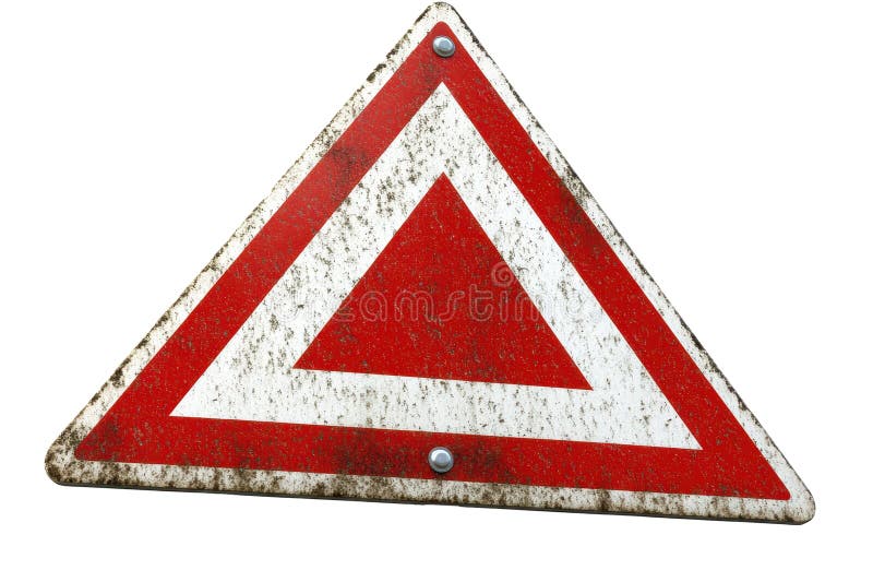 Weathered Warning Sign with a Triangular Shape Isolated Stock Photo ...