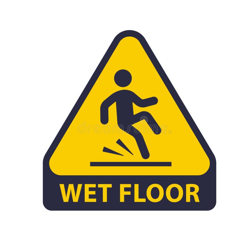 Triangular Warning Wet Floor. the Man is Slipping Stock Vector ...