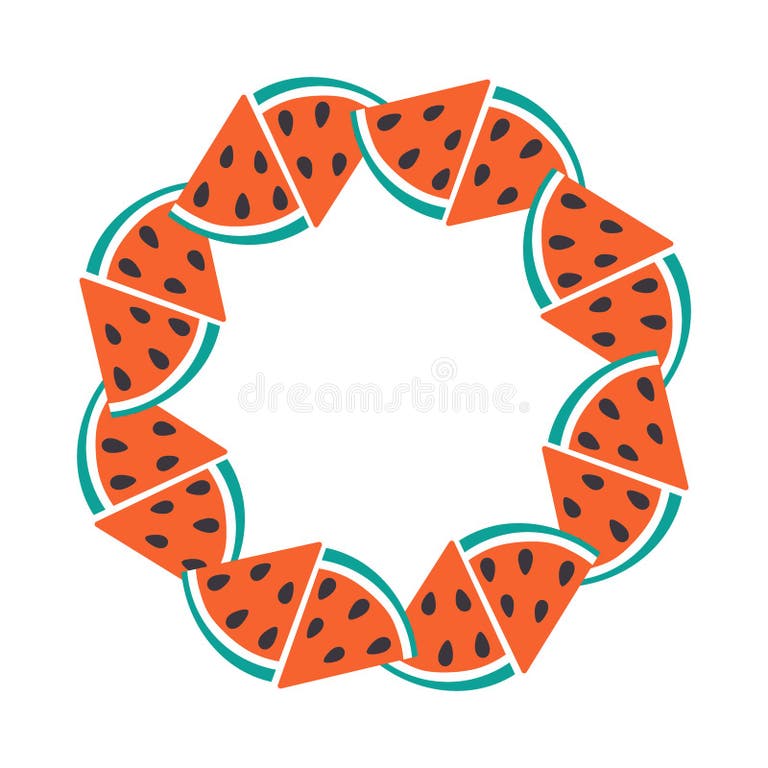 Triangular Watermelon Slices with Seed Circle Frame Border in Trendy ...