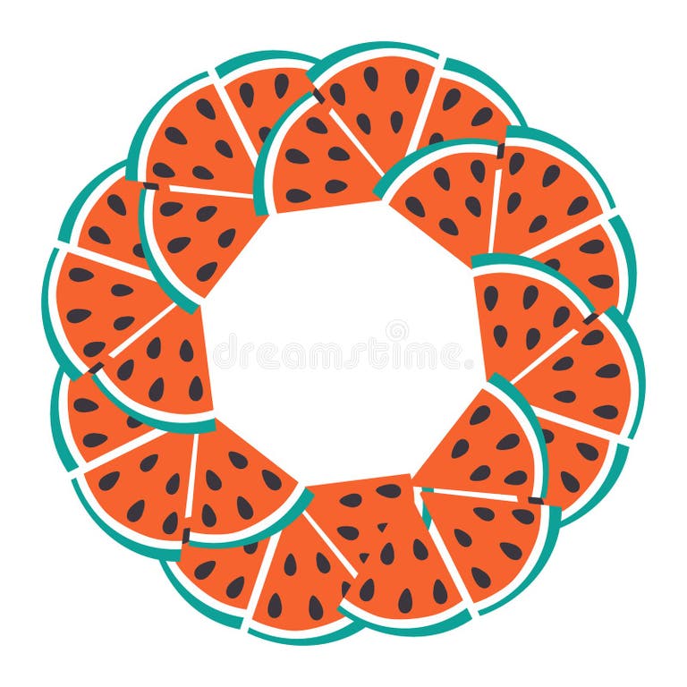 Triangular Watermelon Slices with Seed. Circle Frame Watermelons Pieces ...