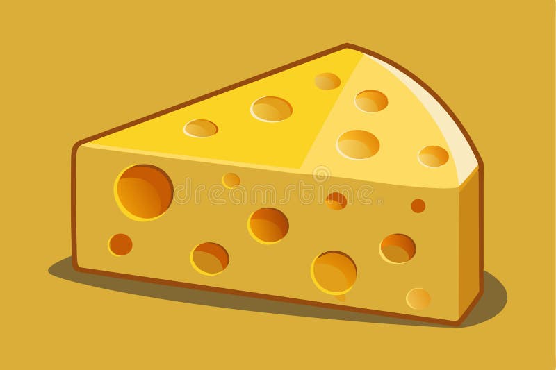 A Triangular Wedge of Cheese Features Distinct Holes, Resting on a ...