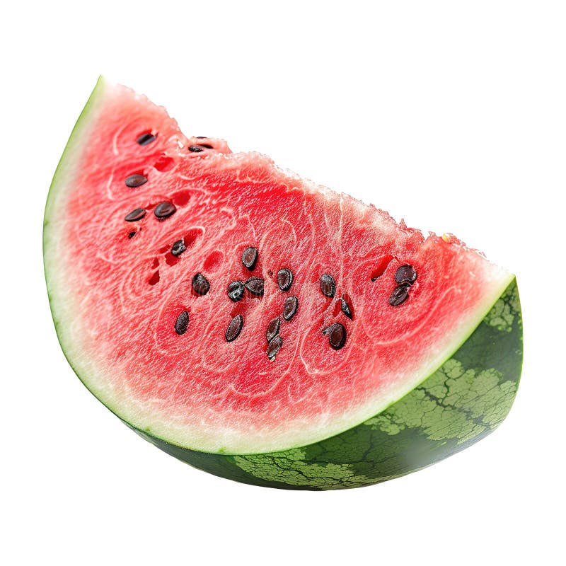 Triangular Wedge of Juicy Watermelon with Red Interior and Black Seeds ...