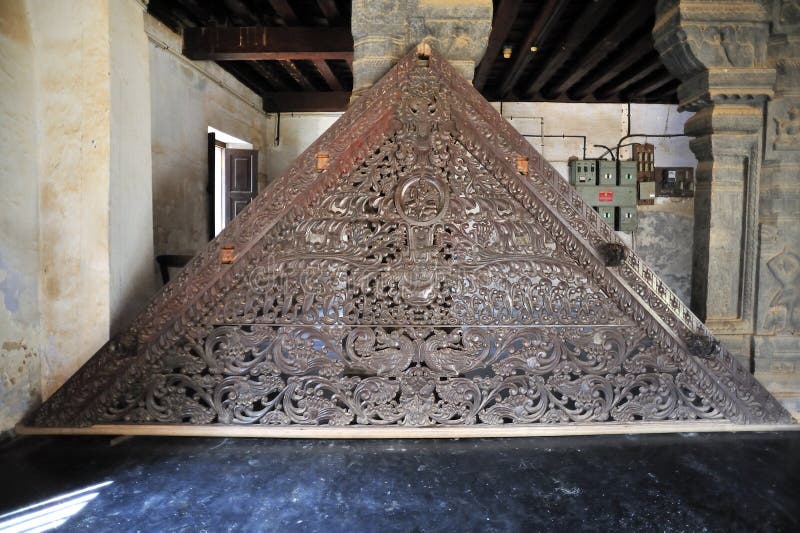 Triangular Woodan Crafted Decorative Panal of Padmanabhapuram Palace ...