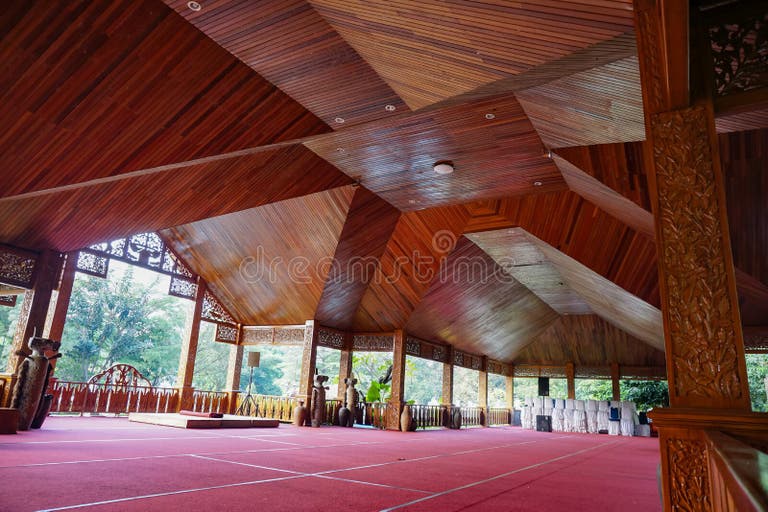 Triangular Wooden Ceiling in the Shape of a Trapezoid. the Interior is ...