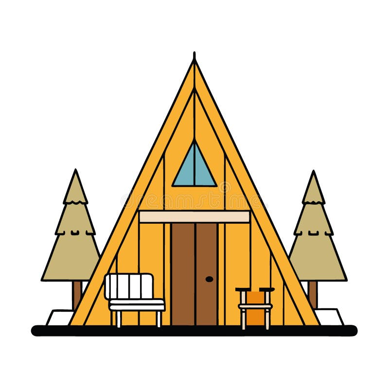 A Triangular Wooden Tiny House with a Terrace in the Pine Forests Stock ...