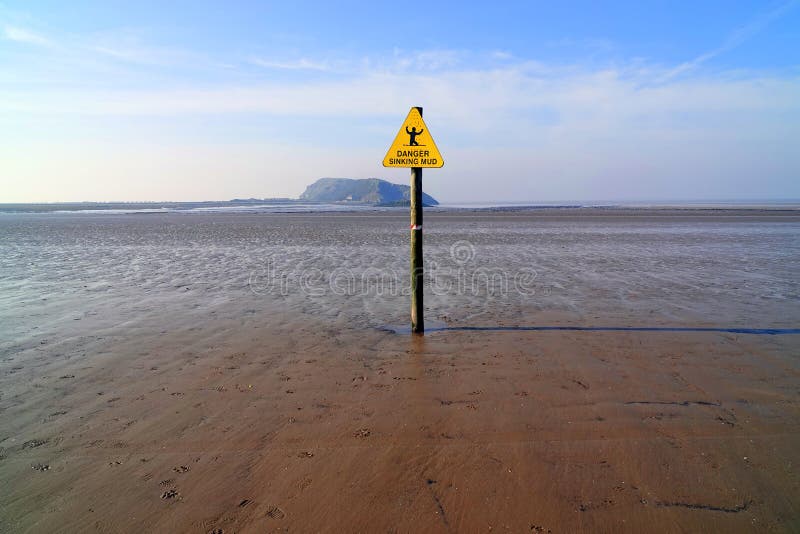 Warning Sign on Dangerous Mud Stock Image - Image of yellow, tide ...