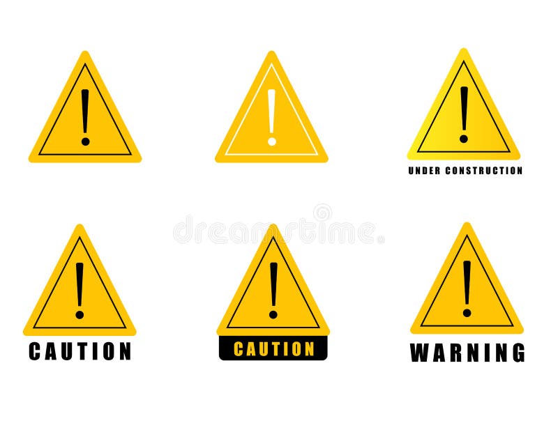 Triangular Yellow Warning Symbols with Exclamation Mark. Vector ... Triangular Yellow Warning Symbols with Exclamation Mark. Vector ...