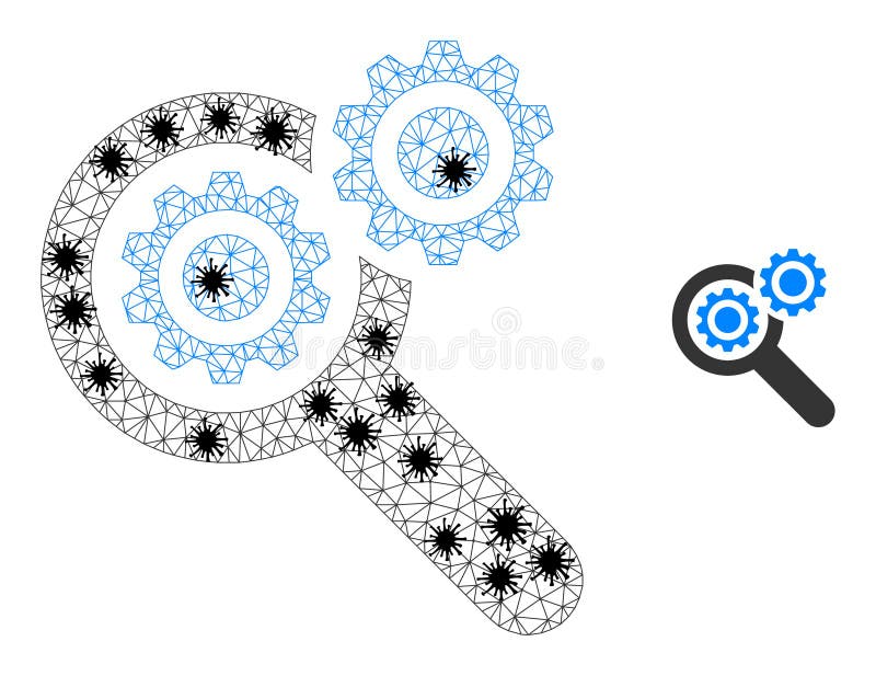 Triangulated Mesh Search Engine Icons with Infectious Elements Stock ...