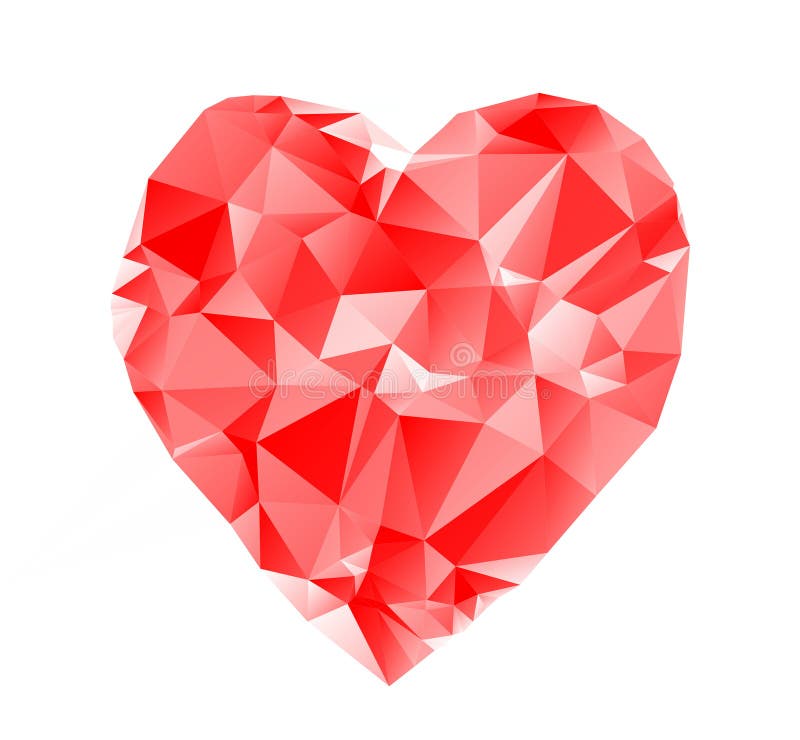 Triangulated Red Heart, Low Poly Stock Illustration - Illustration of ...