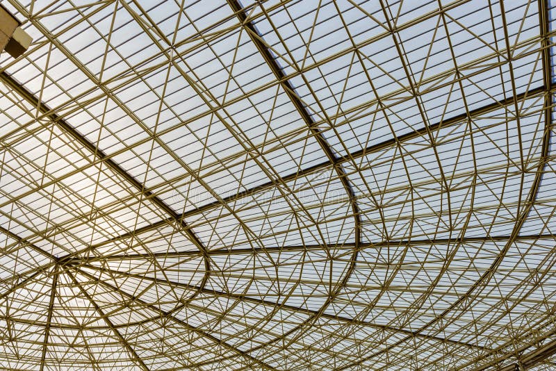 Triangulated Structure Cover with Polycarbonate Stock Image - Image of ...