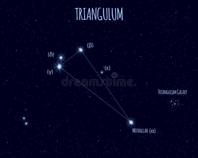 Triangulum Constellation, Vector Illustration with the Names of Basic ...