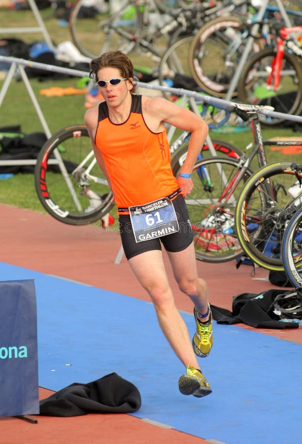 Triathlete on Transition Zone Editorial Image - Image of exercise ...