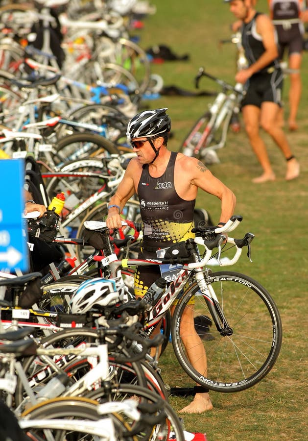Triathlete on Transition Zone Editorial Photo - Image of action, person ...