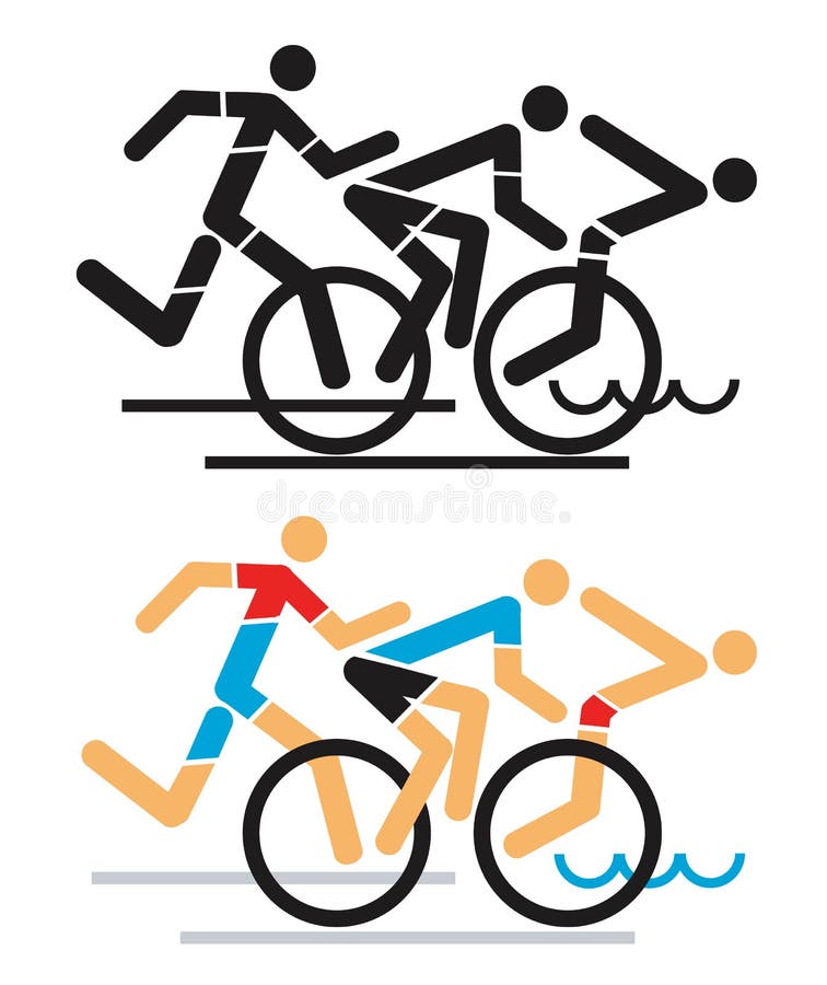 Triathlon, Three Extreme Sports Disciplines Stock Vector - Illustration ...