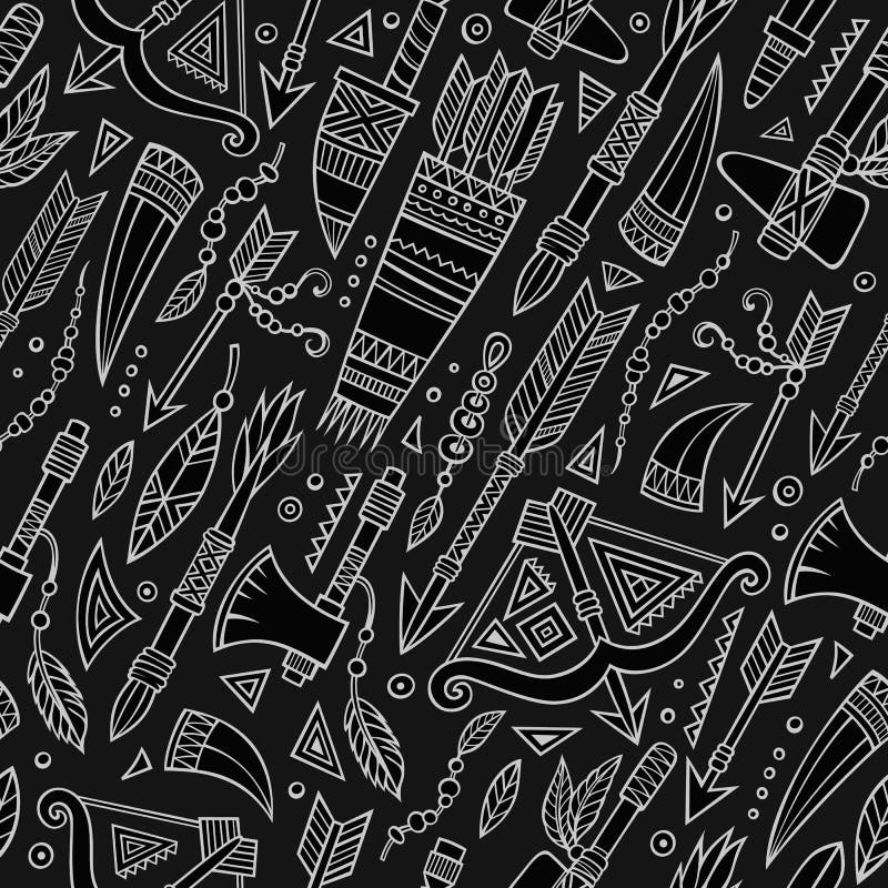 Tribal Abstract Native Chalkboard Seamless Pattern Stock Vector ...